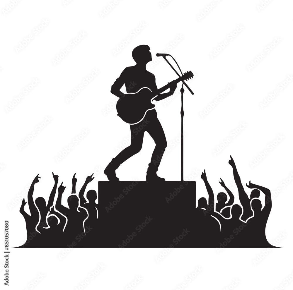 guitarist silhouette. Vector silhouette of guitarist on white ...