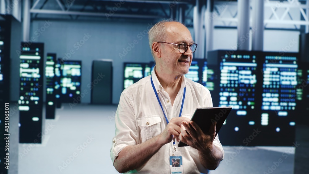 Senescent employee expertly managing data while navigating through ... Senescent employee expertly managing data while navigating through ...