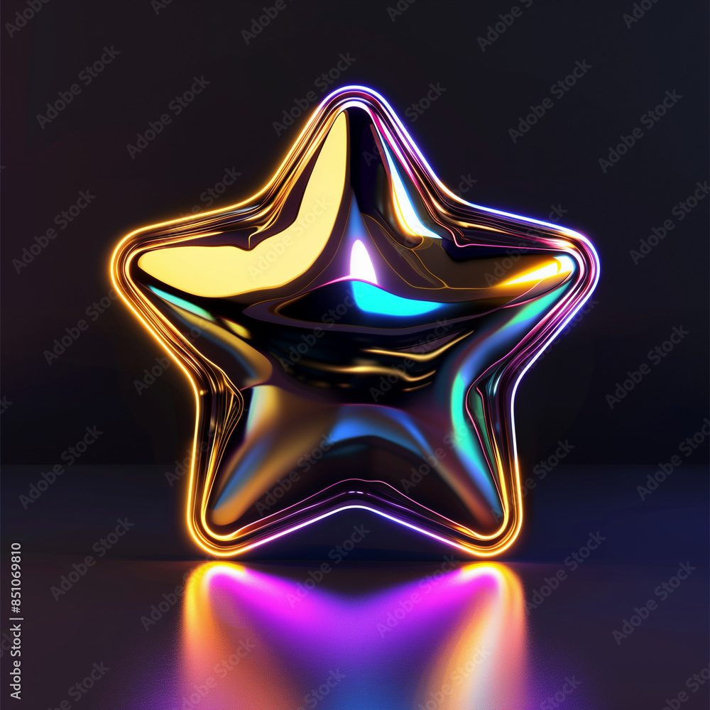 A vibrant neon star icon symbolizes excellence and achievement ...