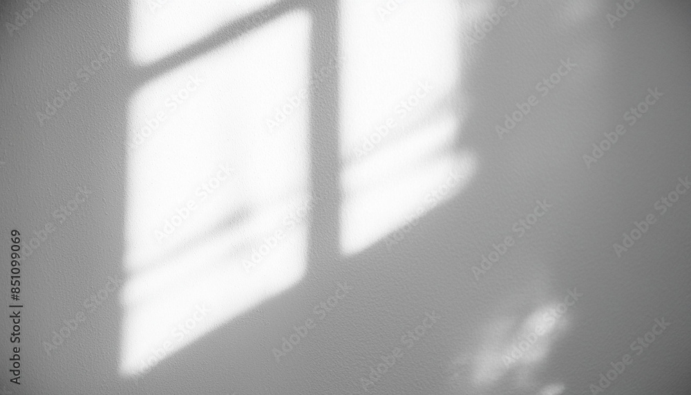 Natural Light and shadow from window overlay effect on white background ...