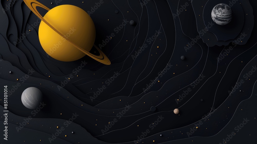 Cosmic artistry: 3d paper cut style poster of solar system planets on a ...