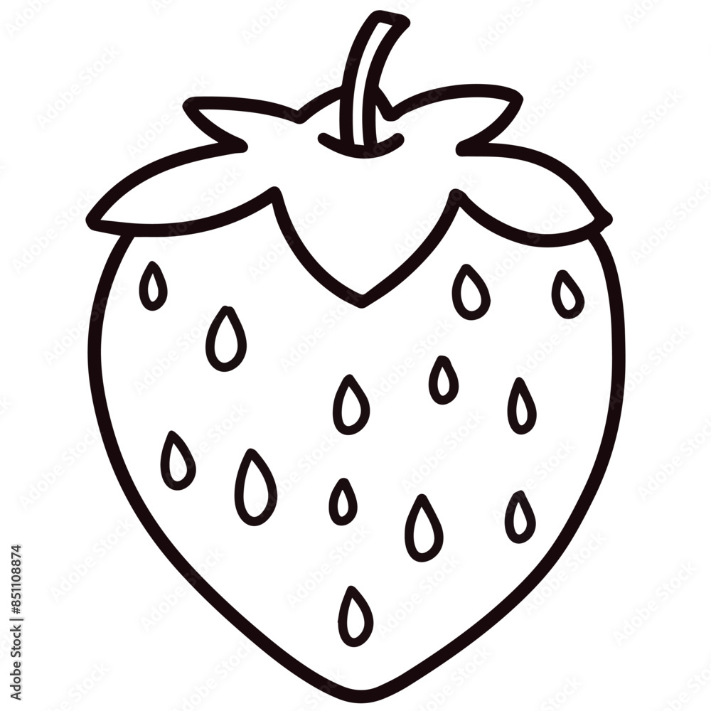 Simple fruit strawberry coloring page for kids Stock Vector | Adobe Stock