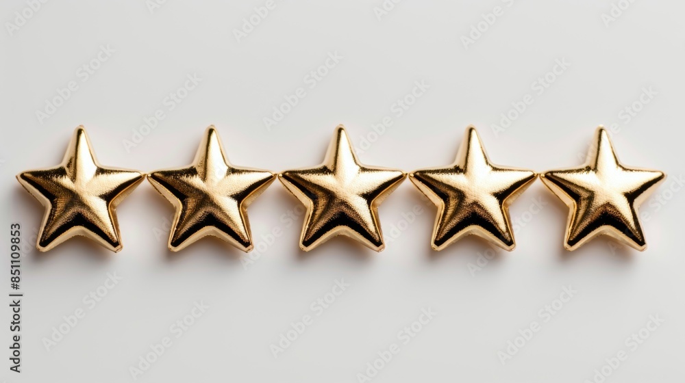 Five gold stars are lined up on a white background Stock Illustration ...