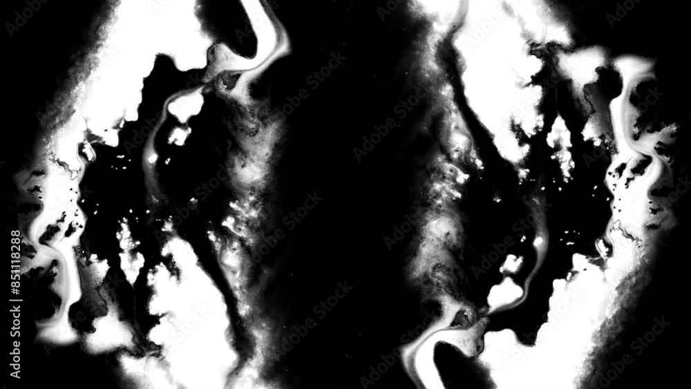 Black ink rorschach effect abstract background artistic flow splatter ...