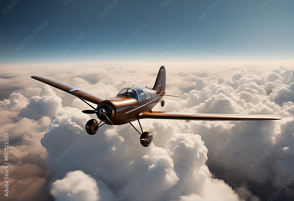 Private small engine clouds single flight airplane cloud wheel travel ...