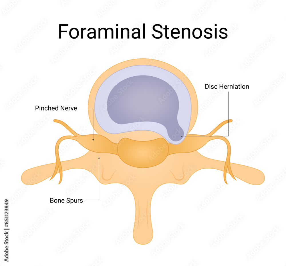 Diagram of foraminal stenosis design for medical Stock Vector | Adobe Stock