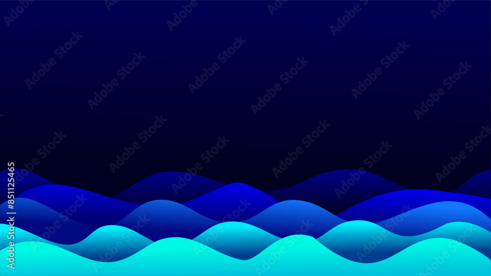 Blue green waves with blue layer wave patterns ocean night theme ...