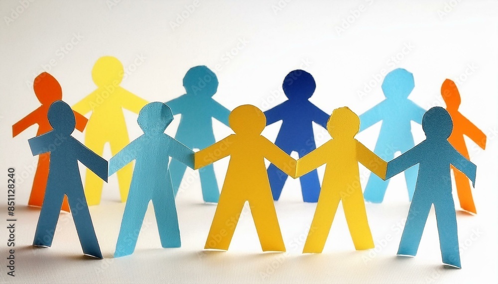 teamwork, colored paper people on white background Stock Photo | Adobe Stock