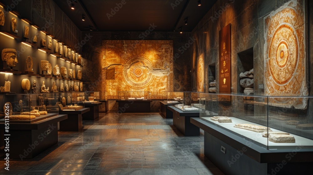 Ancient Artifacts with Digital Displays: Create a background showing ...