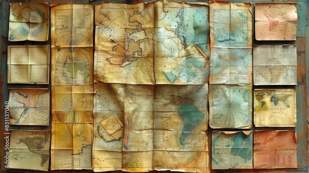 Old Maps With Modern Data Visualization Background Combining Antique Maps With Contemporary