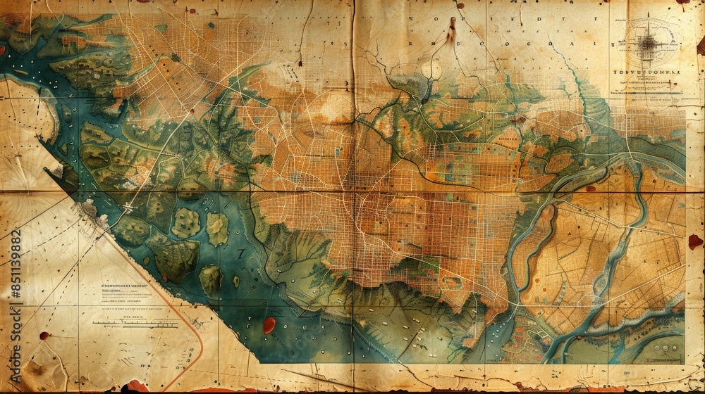 Old Maps with Modern Cityscapes: Create a background featuring antique ...