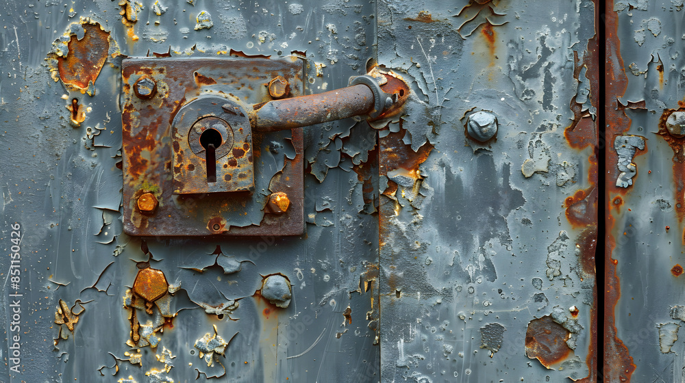 Rusty metal door with latches and rivets on a rusted metal door Old ...