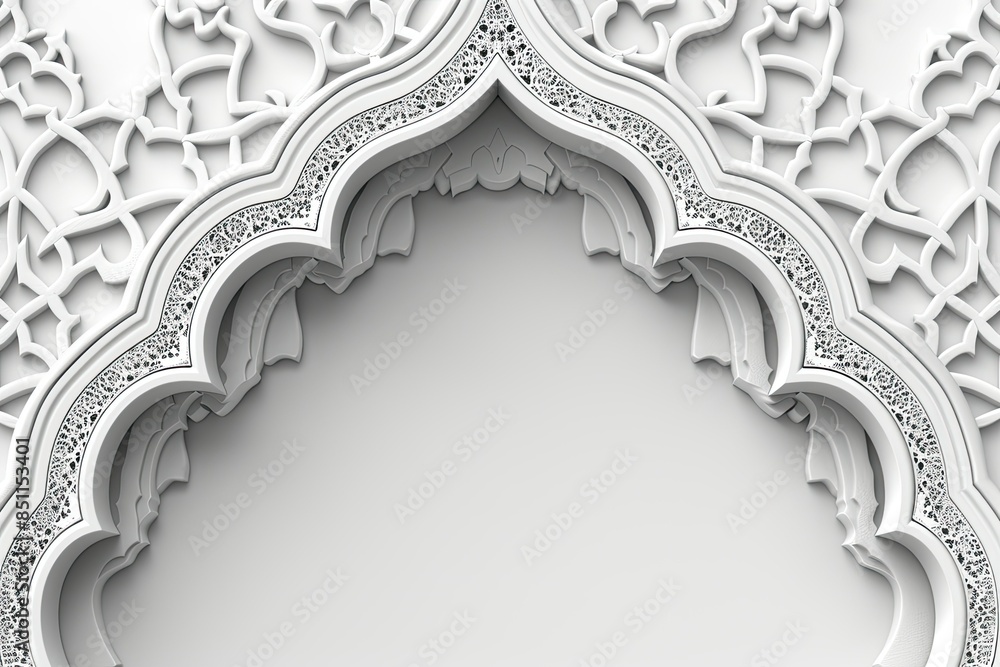islamic light grey ornament frame line vector design with curved ...