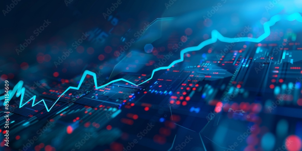 Blue stock market background with financial graphs and line charts ...