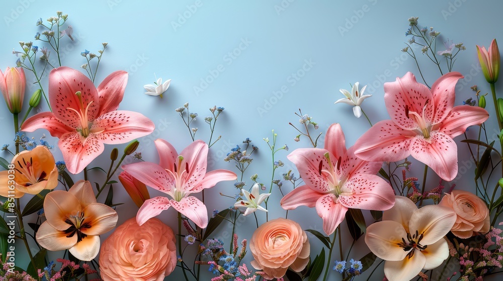 Daisy colored writing paper template with cute little lilies at the ...