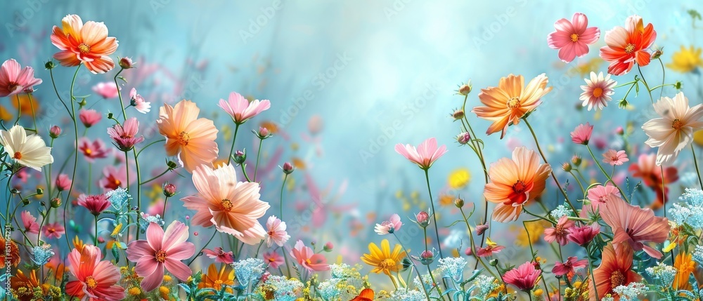 Daisy colored writing paper template with cute little lilies at the ...