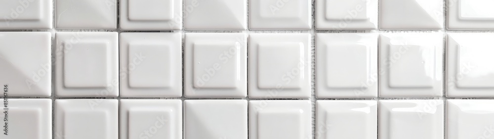 White square ceramic tiles texture background. Classic white metro tile ...