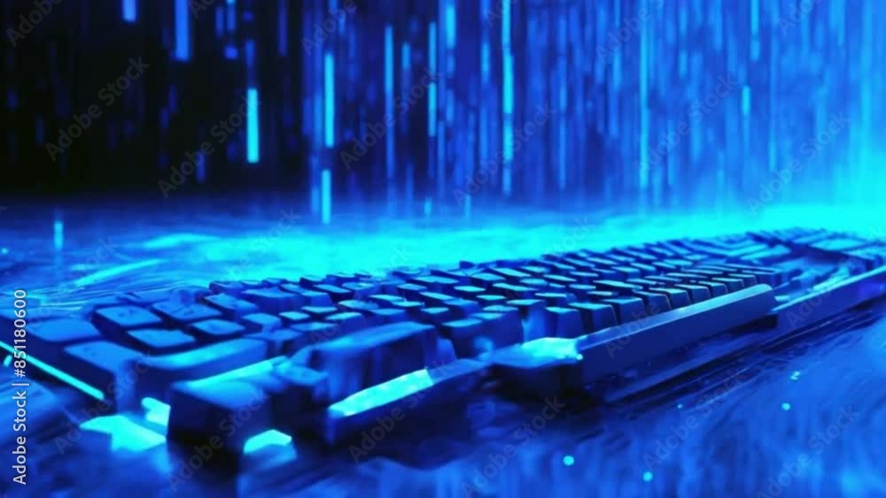 abstract ascii art background featuring a 3d keyboard melting into a ...