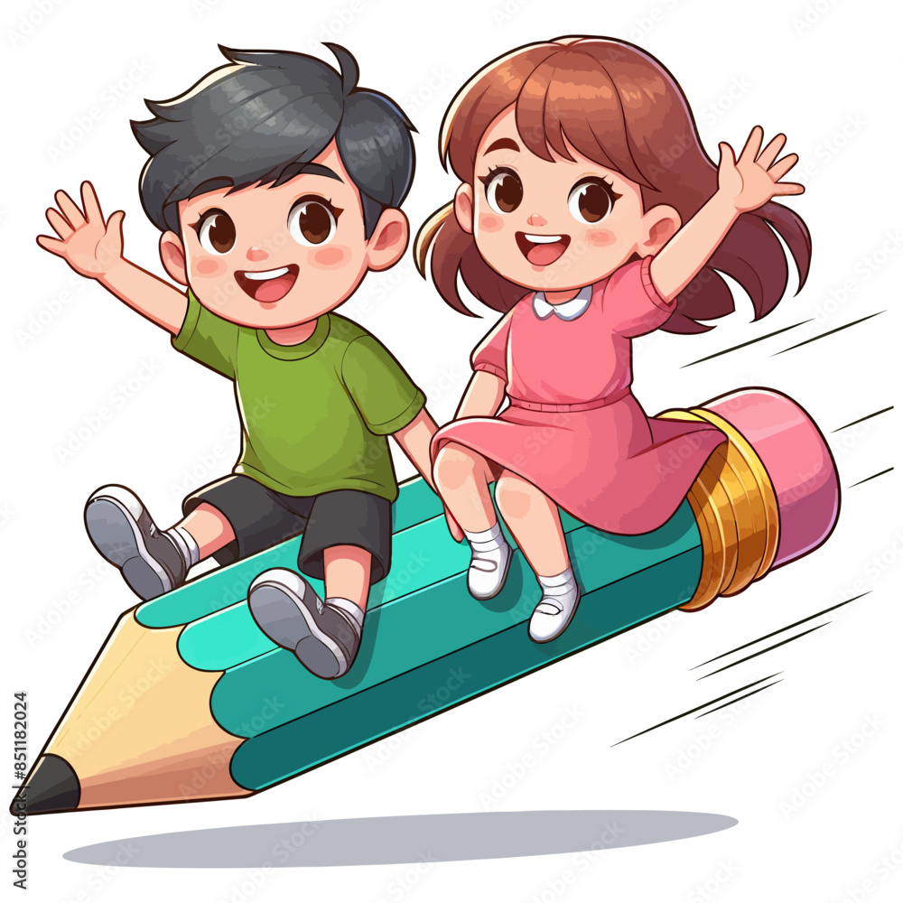 Cute happy School bus cartoon with children character on white ...