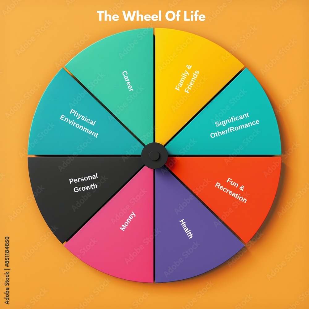 Wheel of life - 1Colorful Wheel of Life chart illustrating eight key ...