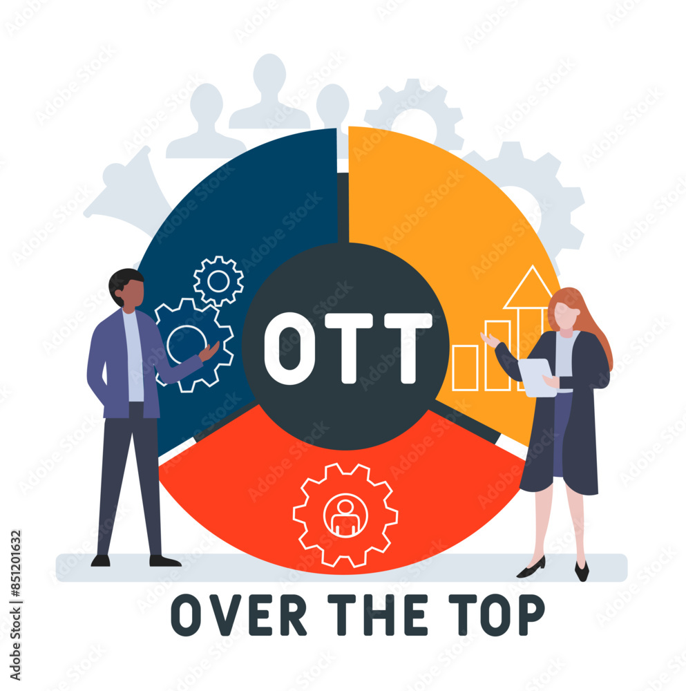 OTT - Over The Top acronym. business concept background. vector ...