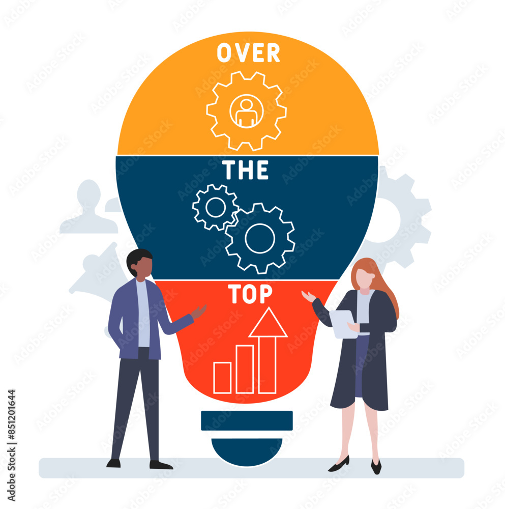 OTT - Over The Top acronym. business concept background. vector ...