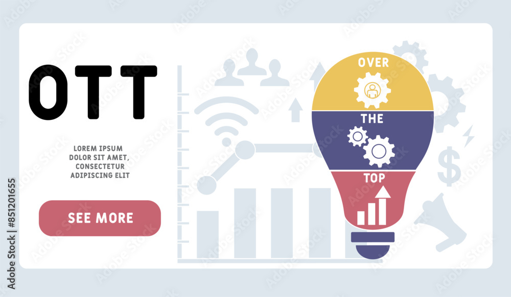 OTT - Over The Top acronym. business concept background. vector ...