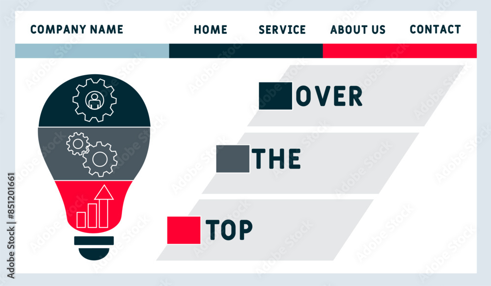 OTT - Over The Top acronym. business concept background. vector ...