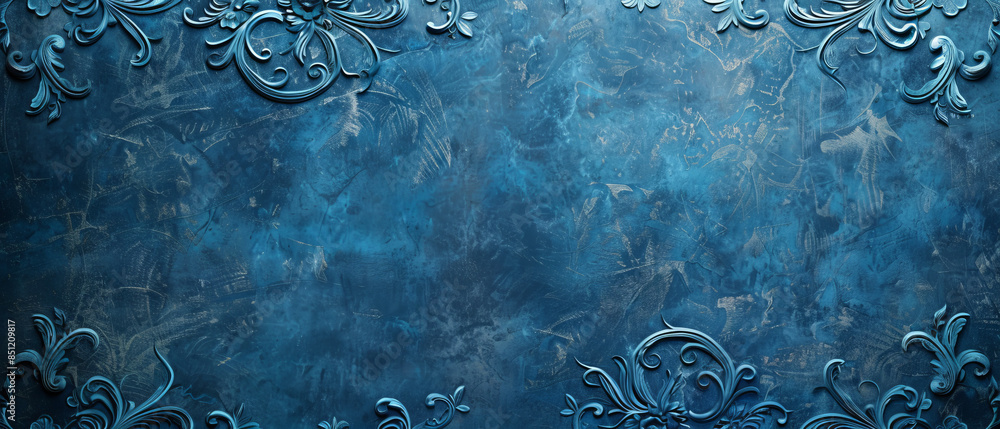Explore a stunning vintage blue background with intricate antique ...