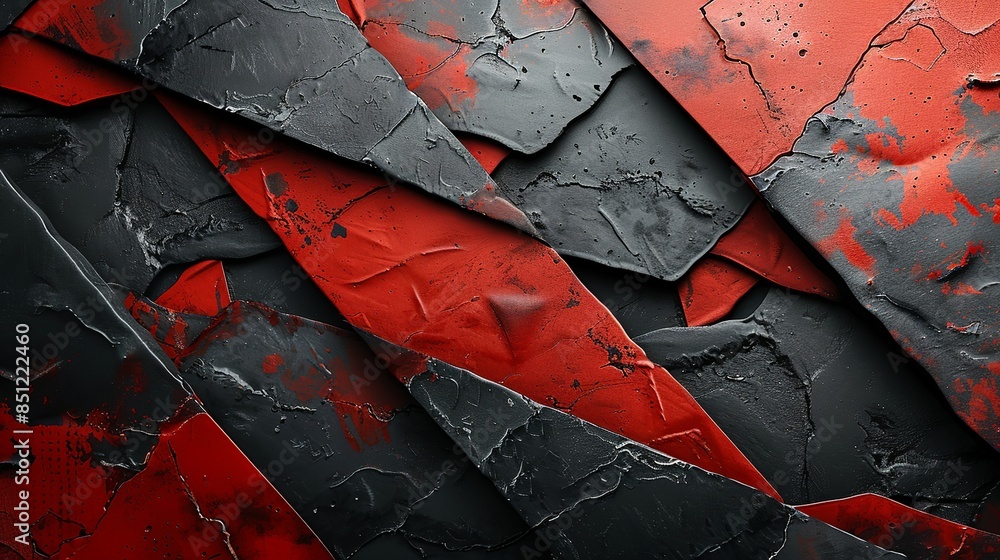 Bold and edgy abstract background with black and red splatters and ...