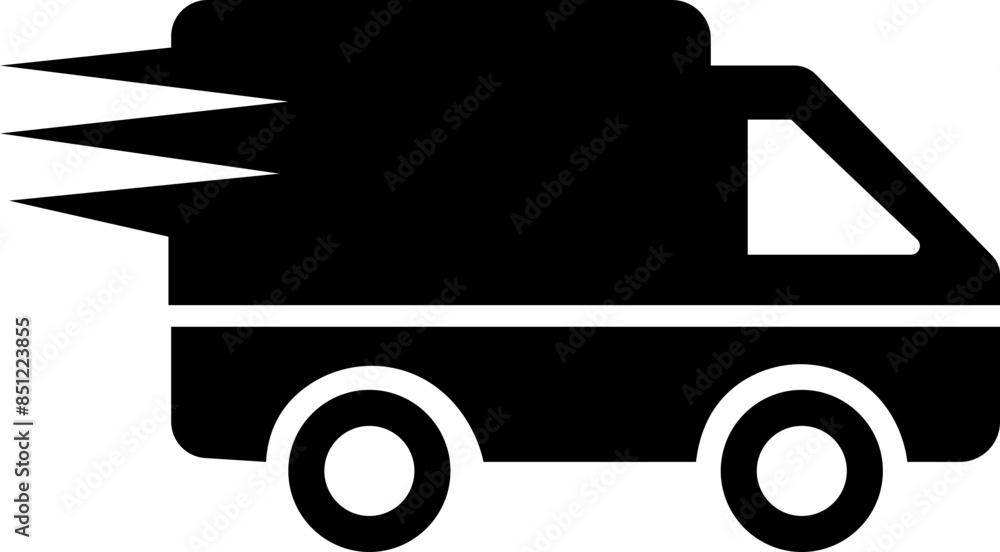 Fast moving shipping delivery truck fill vector icon for transportation ...