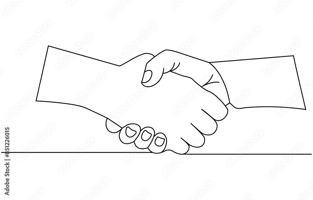 vector illustration of one continuous line of handshake, A pair of ...