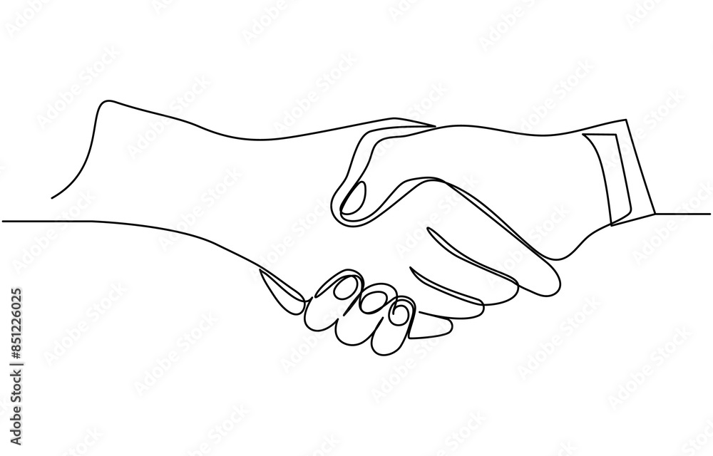 vector illustration of one continuous line of handshake, A pair of ...