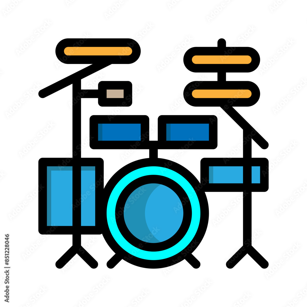 Drummer lineal icon. drum musical instruments flat icons. Suitable for ...