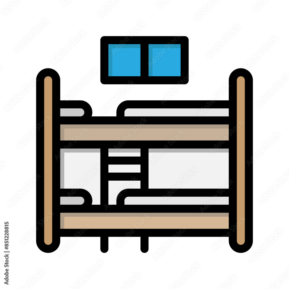 Dormitory lineal icon. residence, furniture, hotel room, motel flat ...