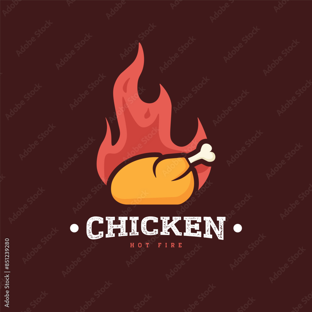 Fire chicken logo concept illustration. Hen flame hot symbol vector ...