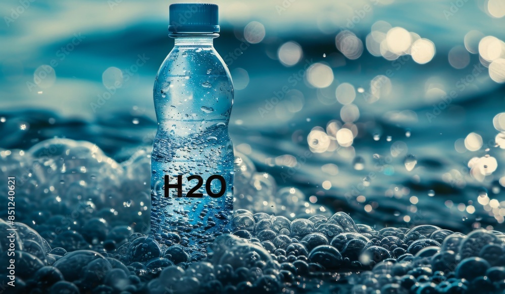 Bottled water floating in the middle of the ocean, water, H2O, scenic ...