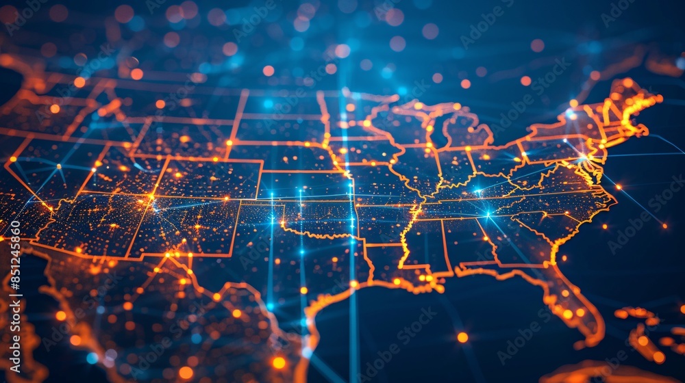 High-resolution map of America highlighting major landmarks and cities ...
