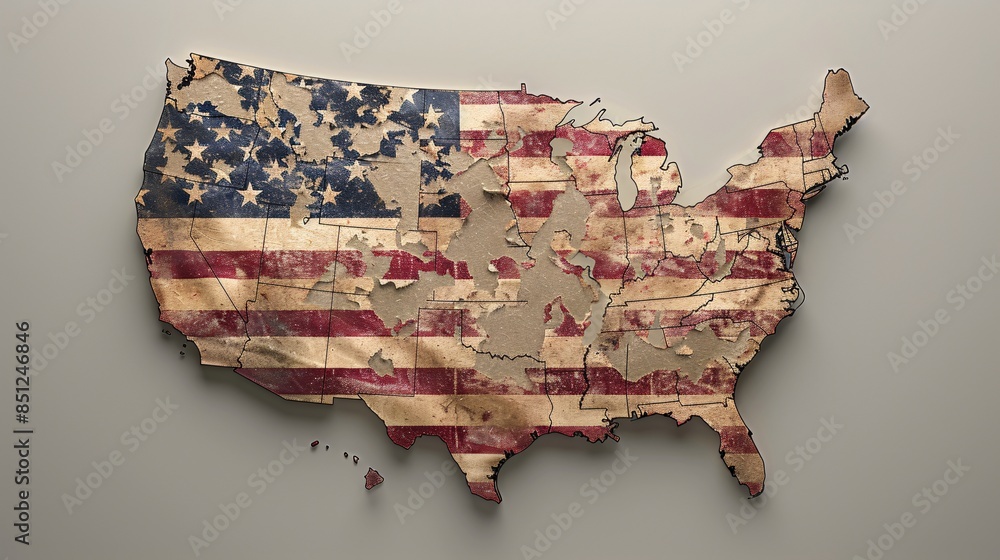Modern detailed map of the USA with shaded regions and clear labels ...