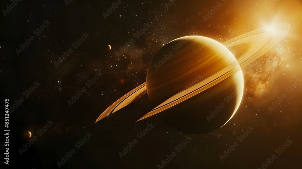 Saturn - planet of the Solar system. Beautiful simple AI generated ...