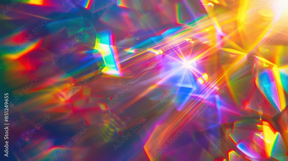 Holographic light reflection, rainbow prism lens flare with abstract ...