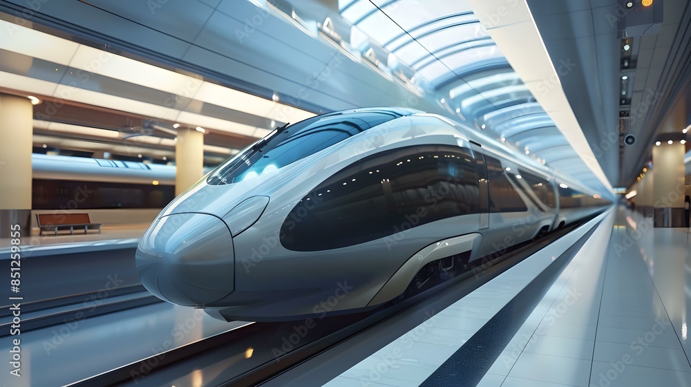 Póster High-speed rail network with multiple trains arriving – Cuadro ...
