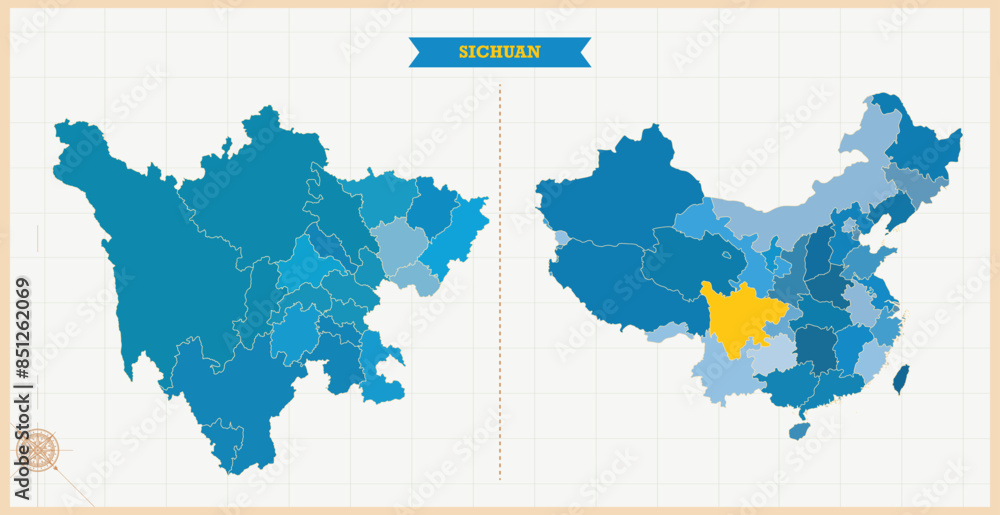 A Map highlighting Sichuan in the China Map, Sichuan and China modern ...