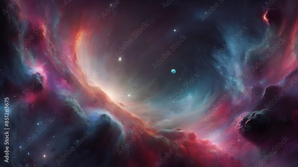 Generative AI. A colorful galaxy with a spiral shape and many stars ...