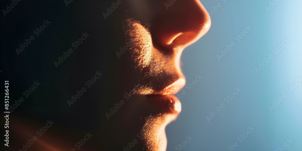Closeup image of a persons inflamed sinuses and nasal passages. Concept ...