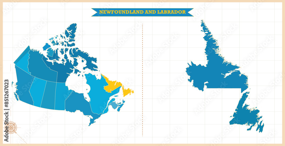 A Map highlighting Newfoundland and Labrador in the Canada Map ...