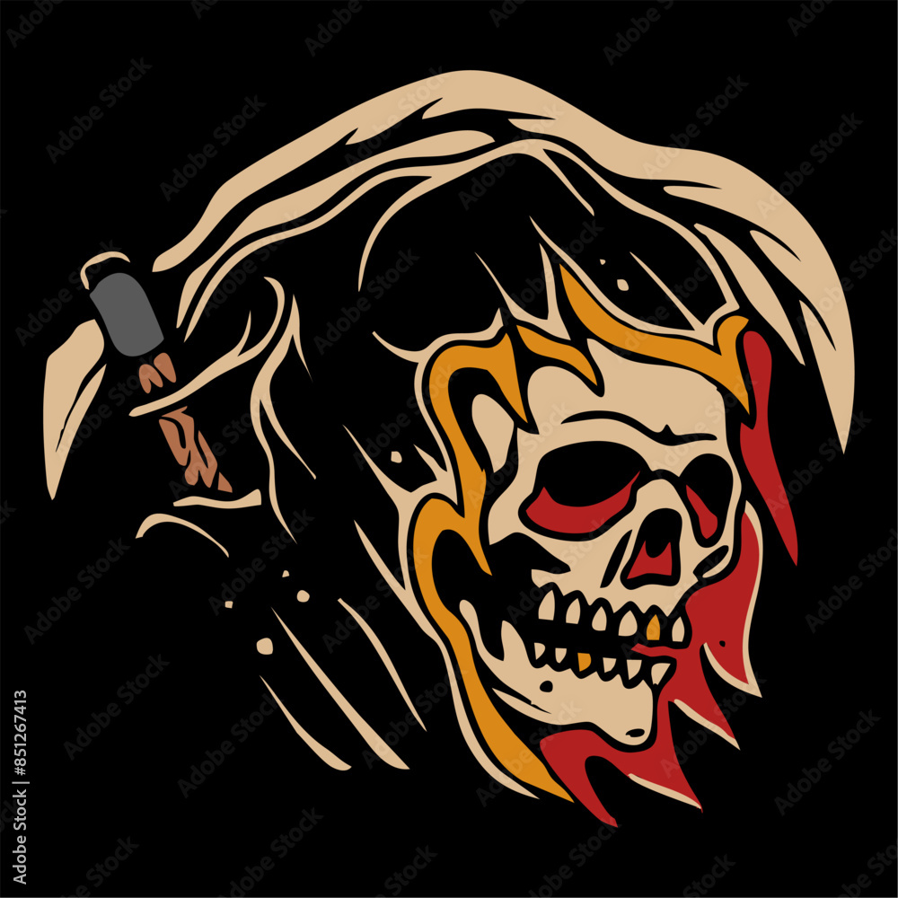 vector illustration tracing artwork of a grim reaper death calling ...