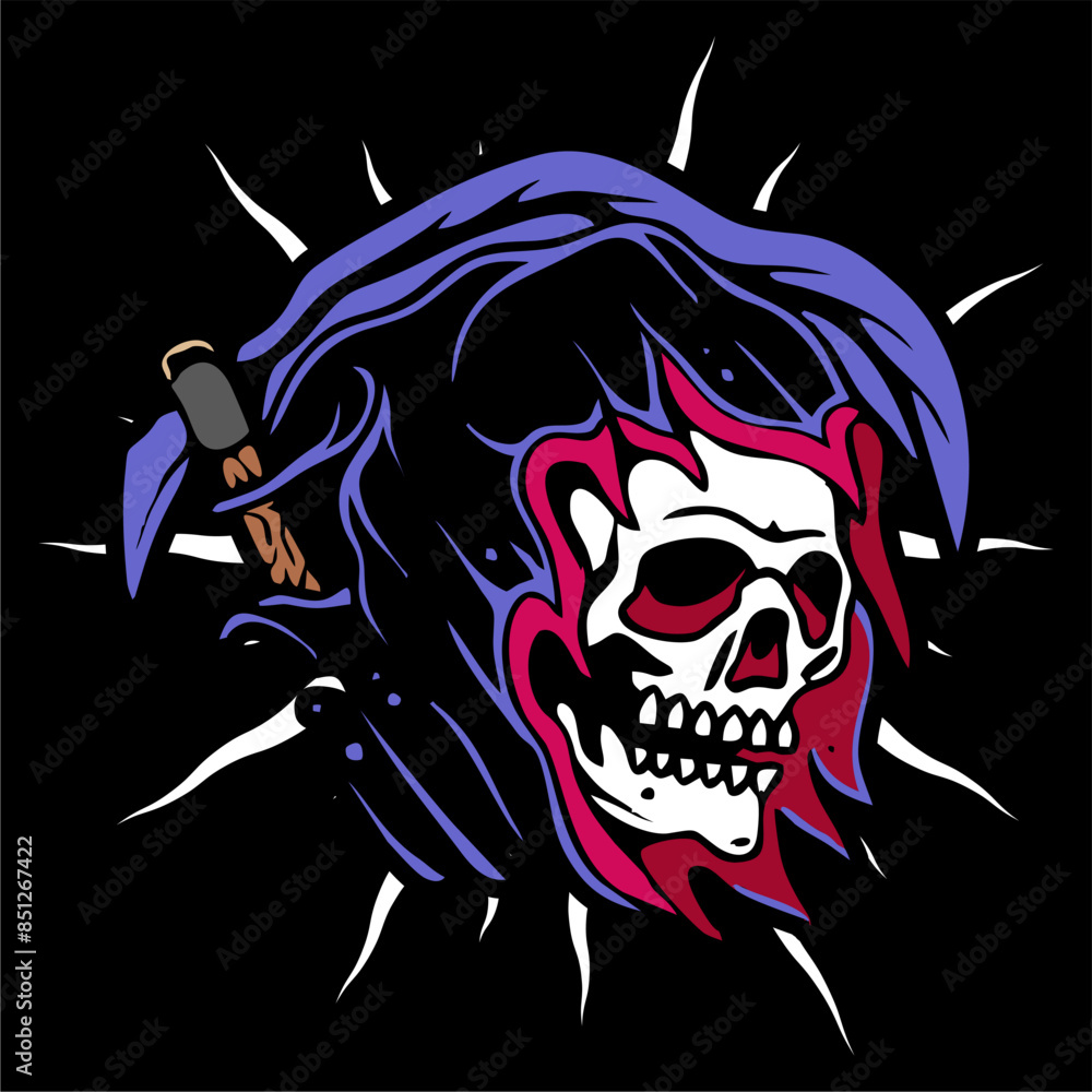 vector illustration tracing artwork of a grim reaper death calling ...