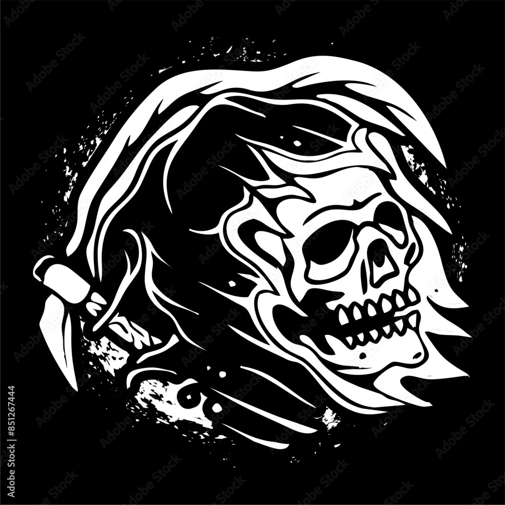 vector illustration tracing artwork of a grim reaper death calling ...