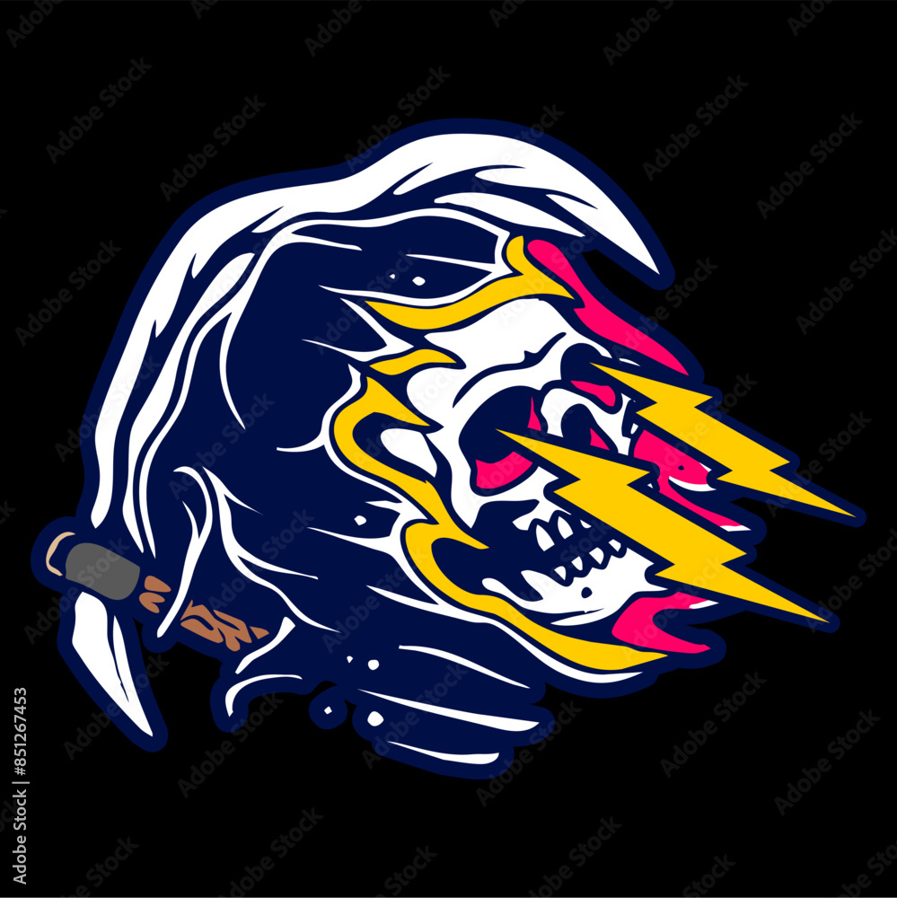 vector illustration tracing artwork of a grim reaper death calling ...